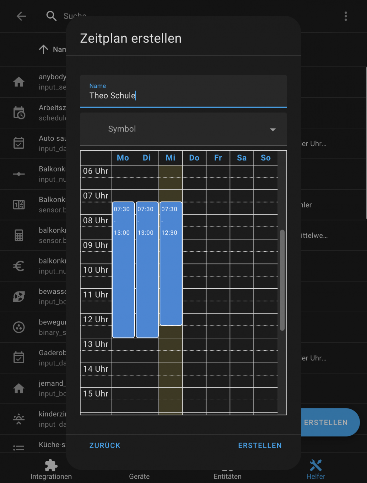 einfach Wochenzeitplan in HomeAssistant erstellen - so gehts